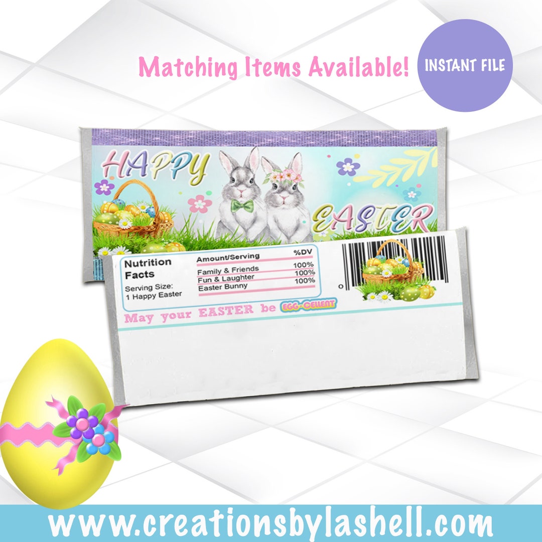 Easter Candy Bar Wrapper Instant File | Easter Bunny Chocolate Bar ...