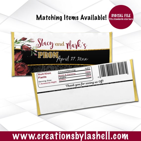 Prom Candy Bar Wrappers Printable Prom Chocolate Bar - Etsy