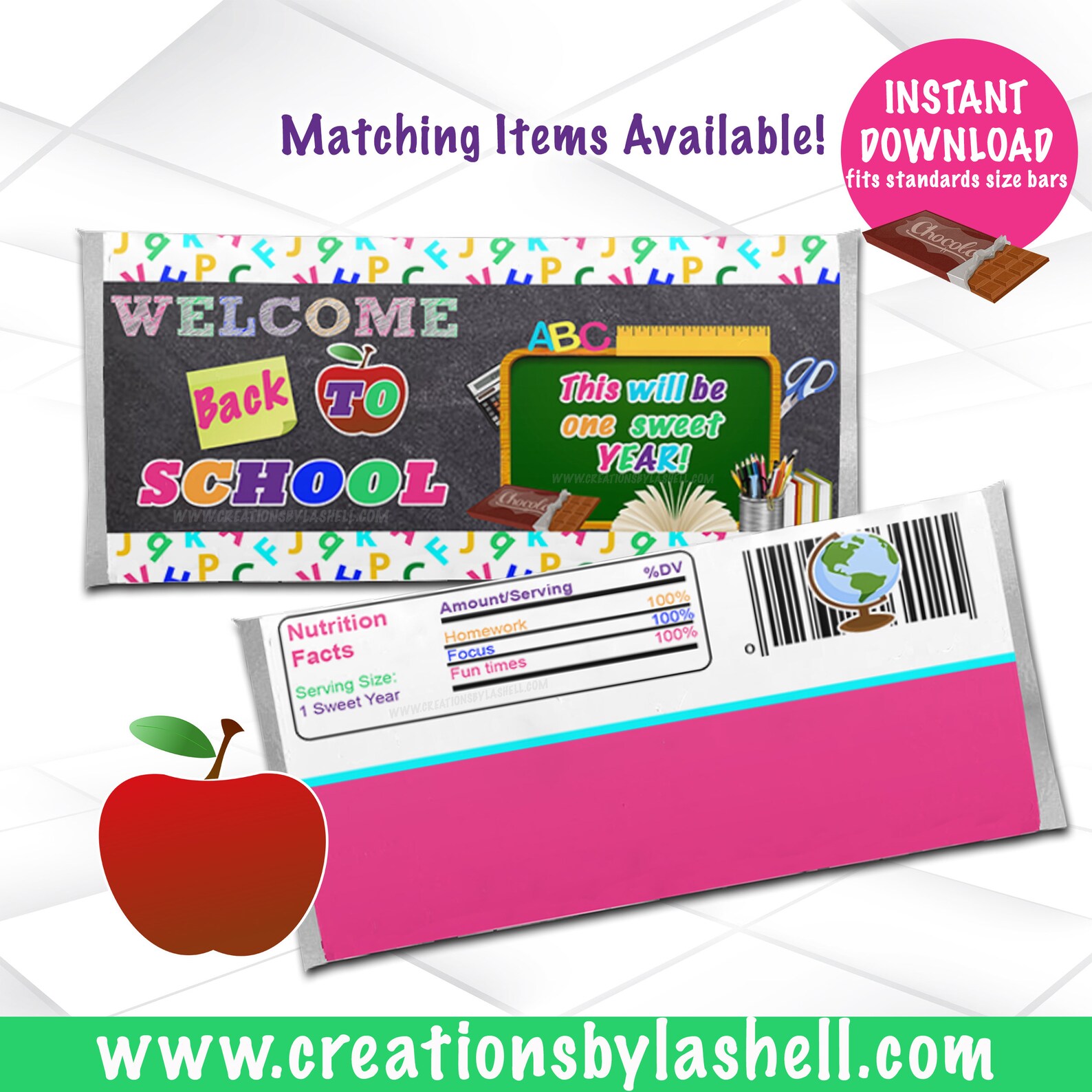 Back to School Candy Bar Wrappers Instant Download | Welcome Back to ...