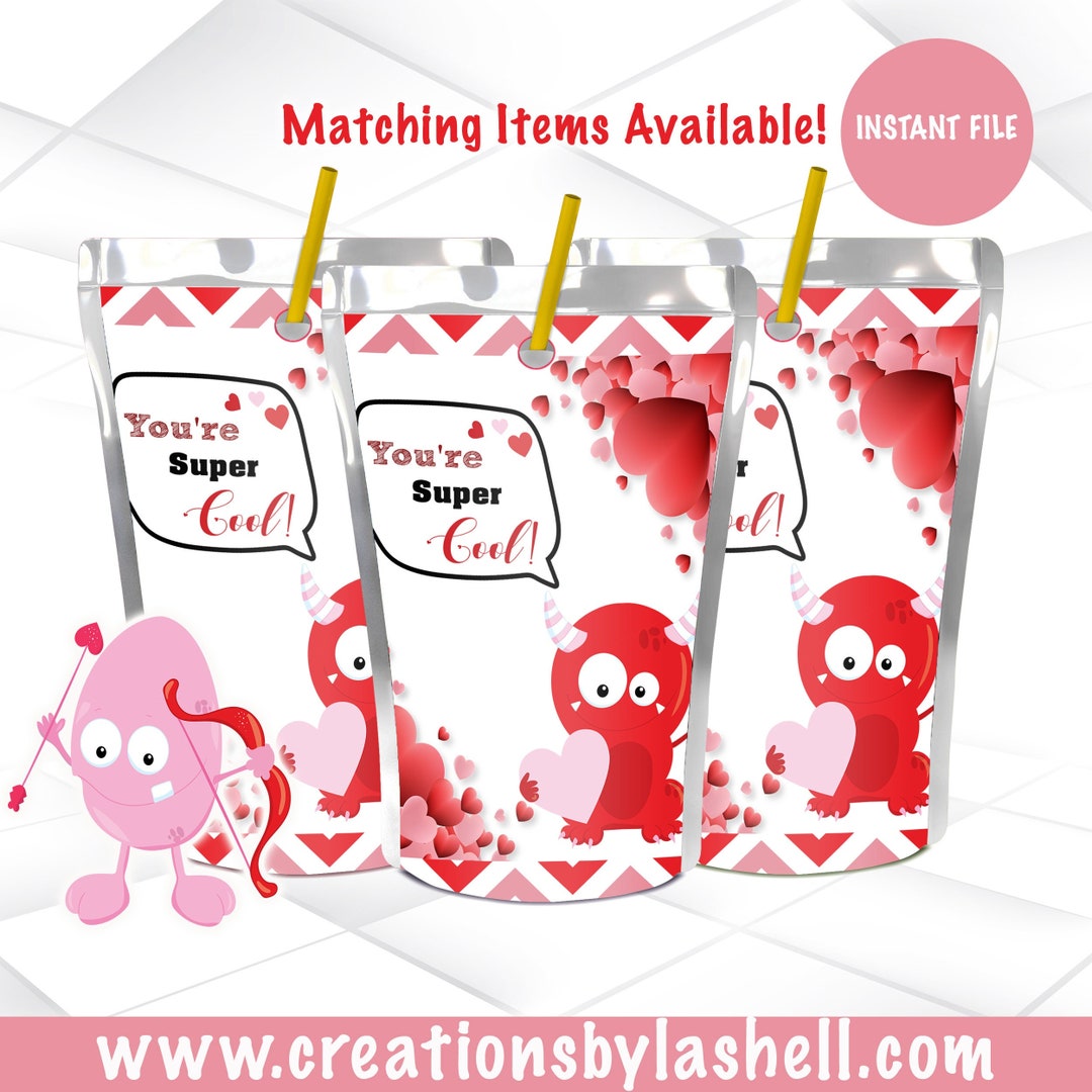Valentine's Juice Labels Instant Download | Valentine's Day Drink ...