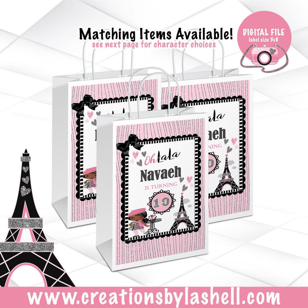 Paris Gift Bag Labels Template | Paris Party Gift Bag Printable | Paris ...