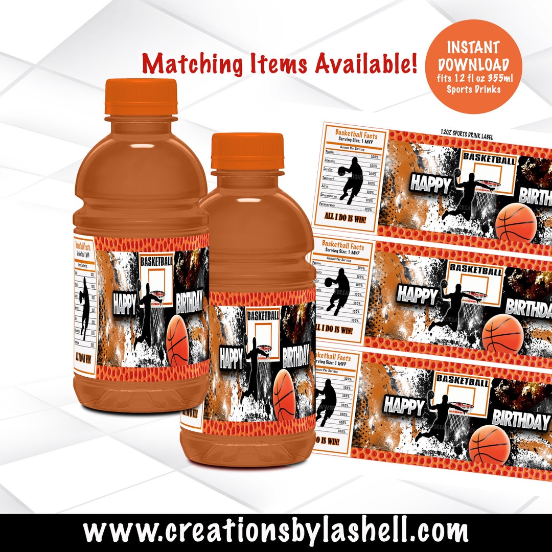 Basketball Sports Drink Labels Instant Download Slam-dunk Basketball ...