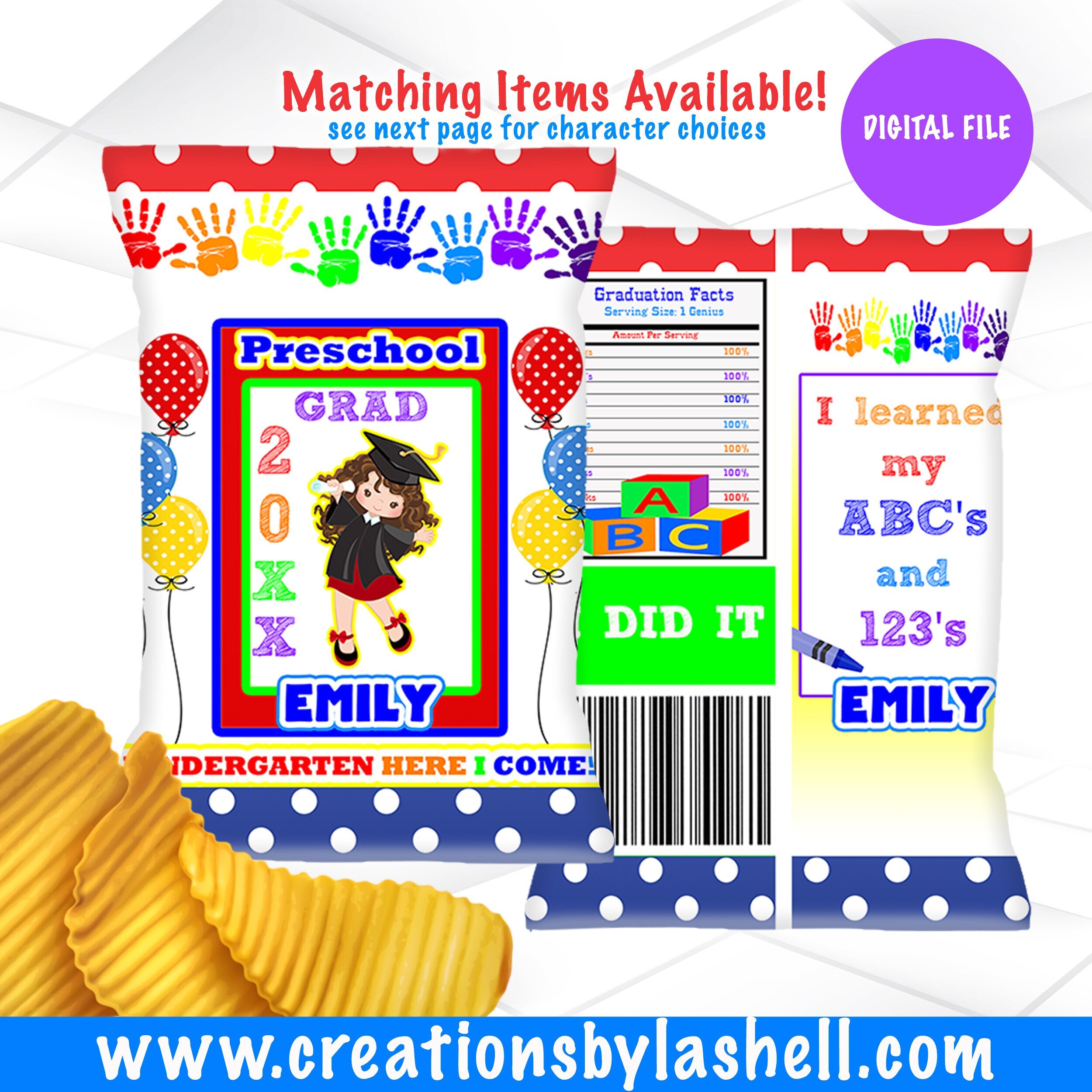 Preschool Graduation Chip Bag Printable Pre K Chip Bag Digital File ...