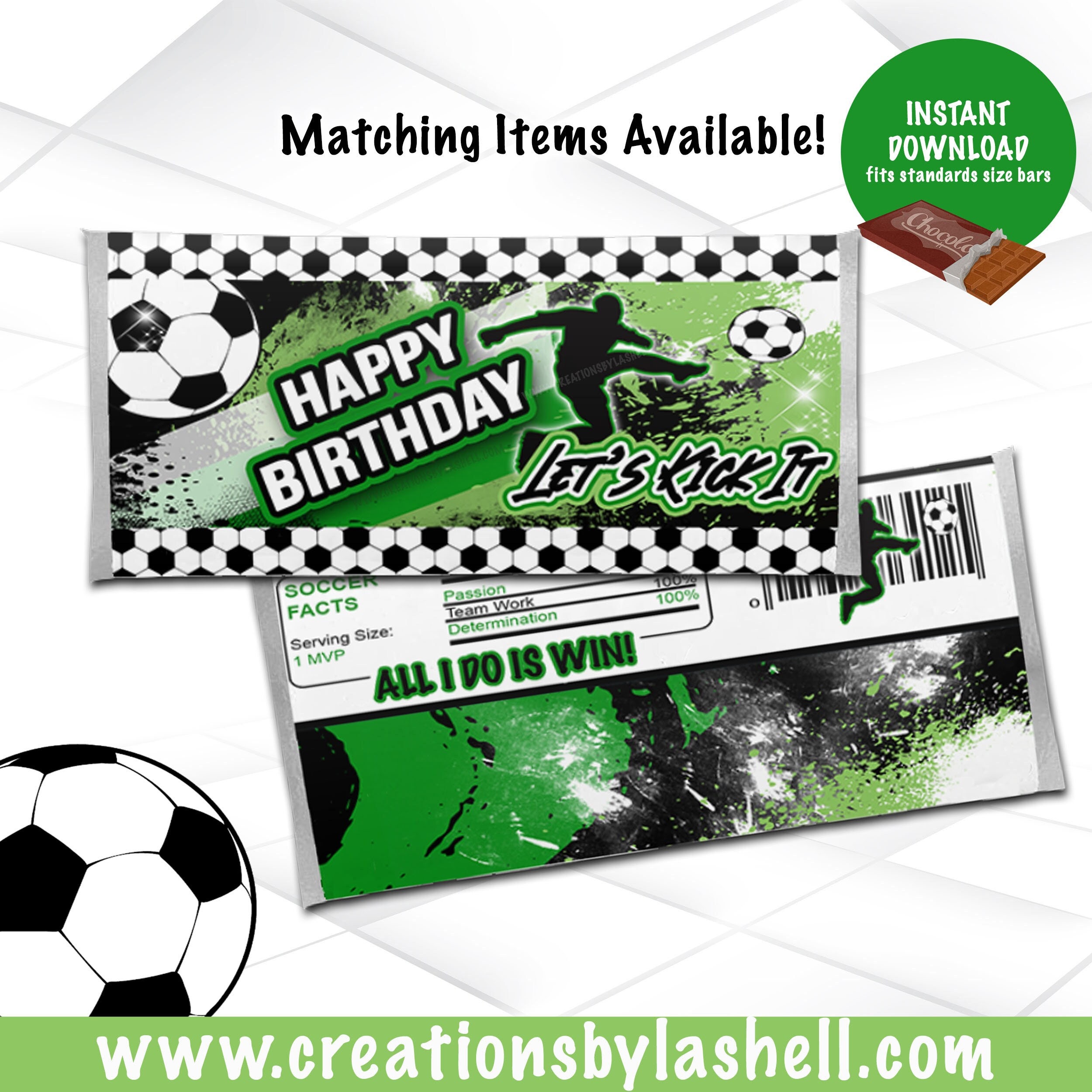 Soccer Candy Bar Wrappers Instant Download | Let's Kick It Chocolate ...