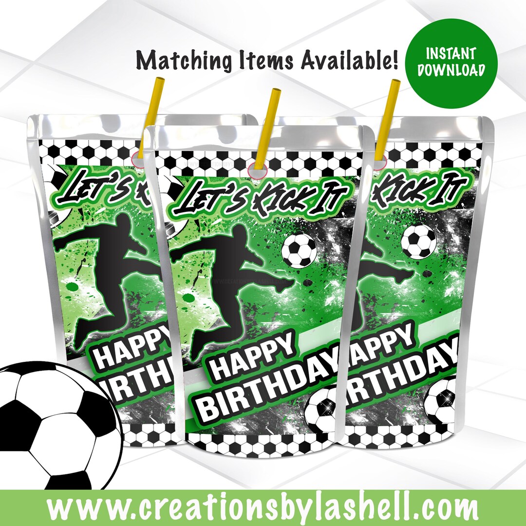 Soccer Juice Pouch Labels Instant Download Soccer Labels Template ...