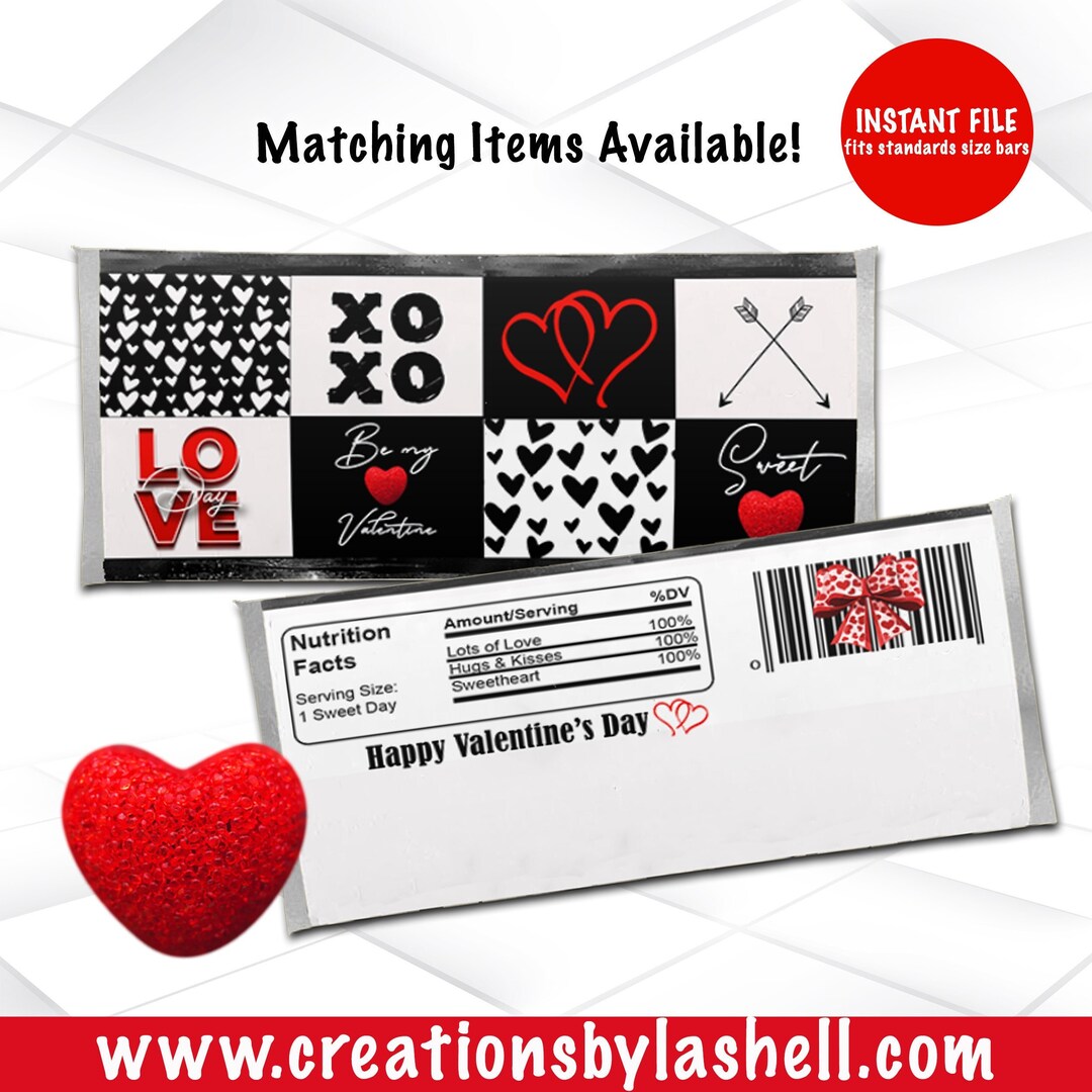 Valentine's Day Candy Bar Wrappers | Valentine Chocolate Candy Bar ...