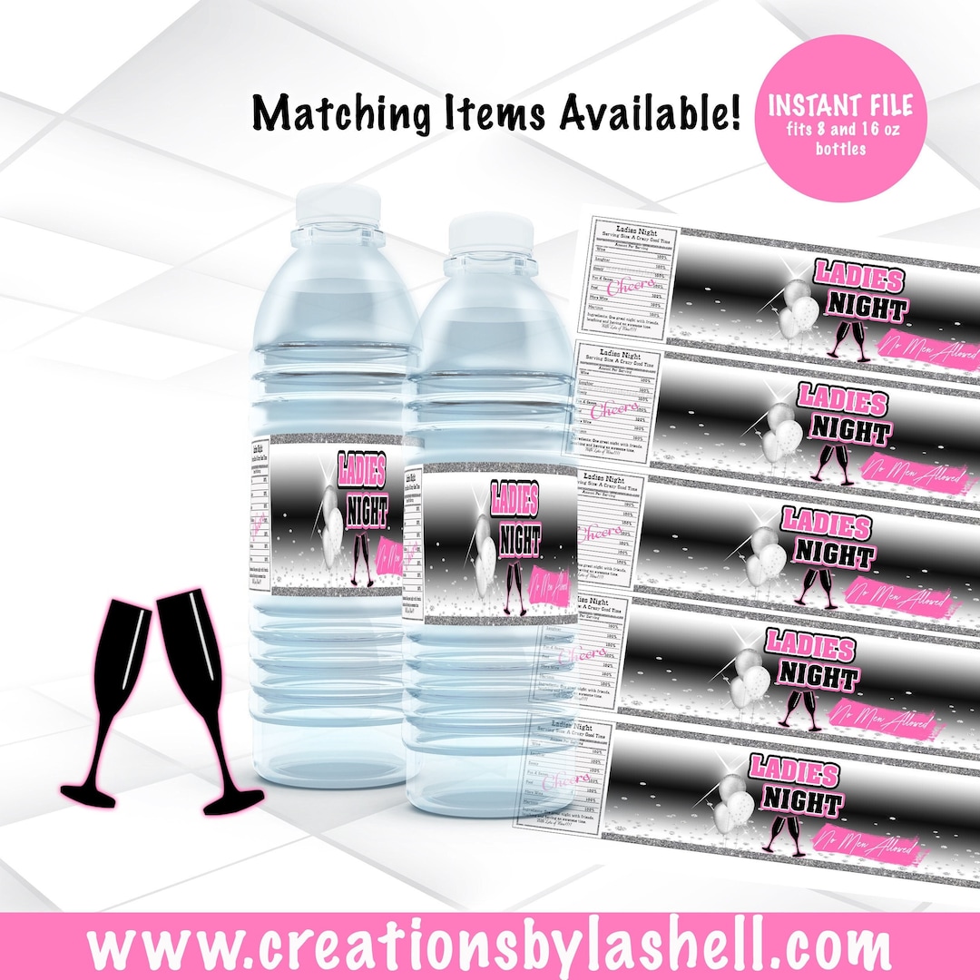 Ladies Night Water Bottle Labels Instant Download | Girl's Night Water ...