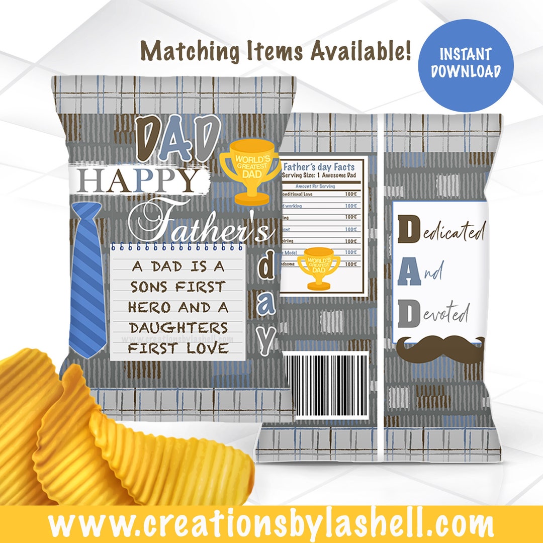 Fathers Day Chip Bags Instant Download | Fathers Day Favors Printable ...