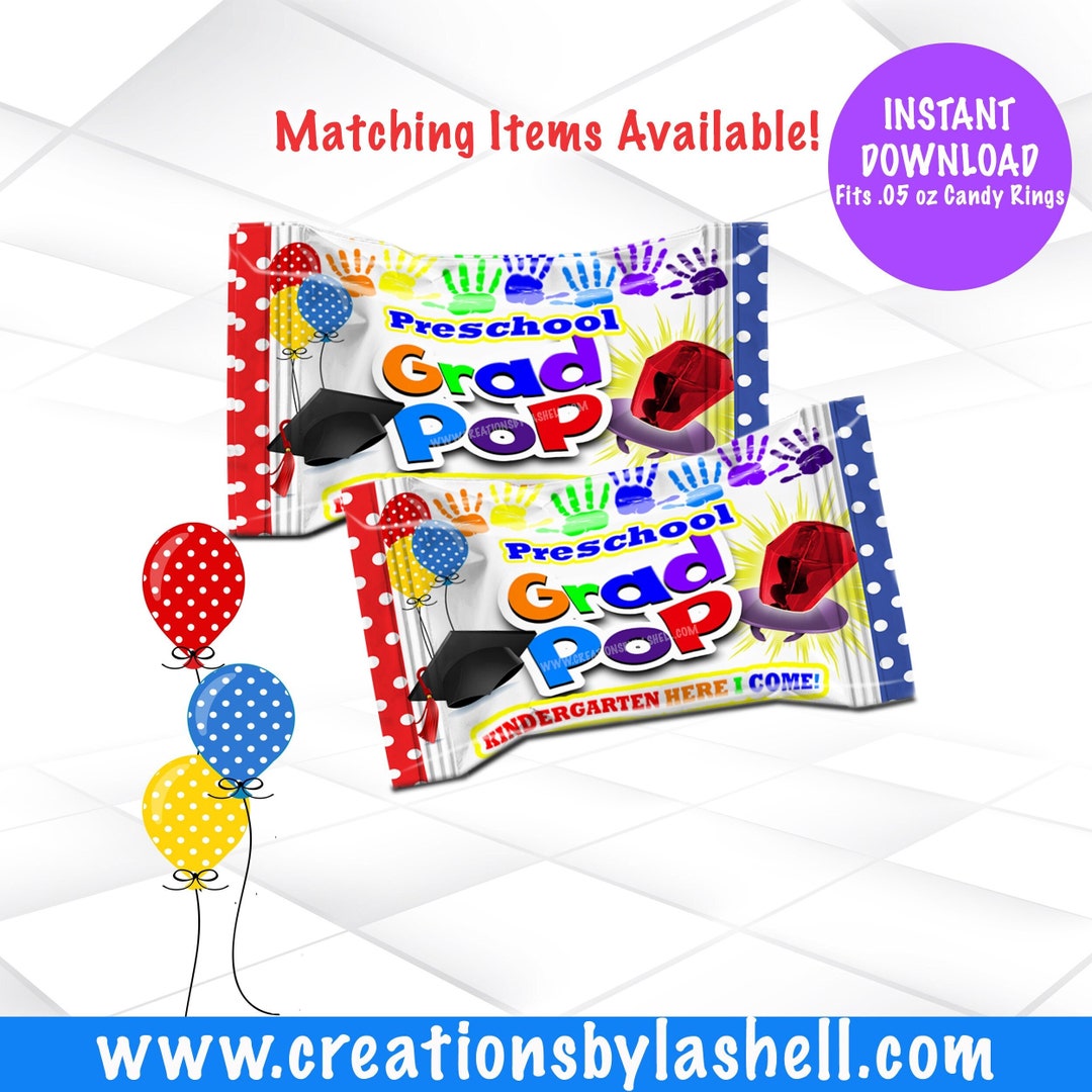 Preschool Graduation Candy Ring Wrapper Instant Download | Pre K ...
