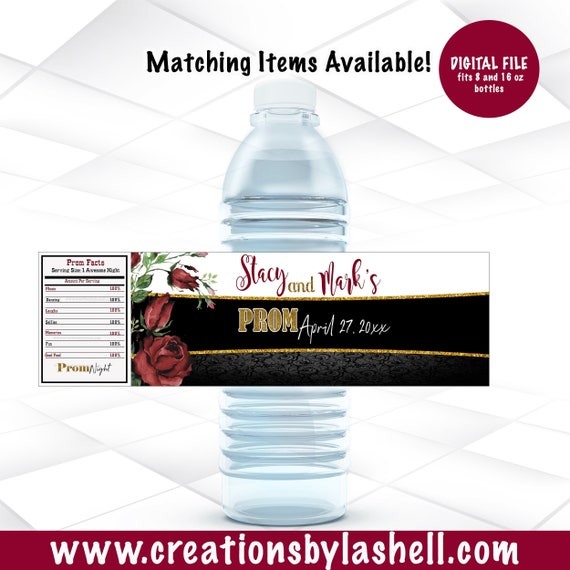 Prom Water Bottle Labels Digital File Prom Send off Water - Etsy