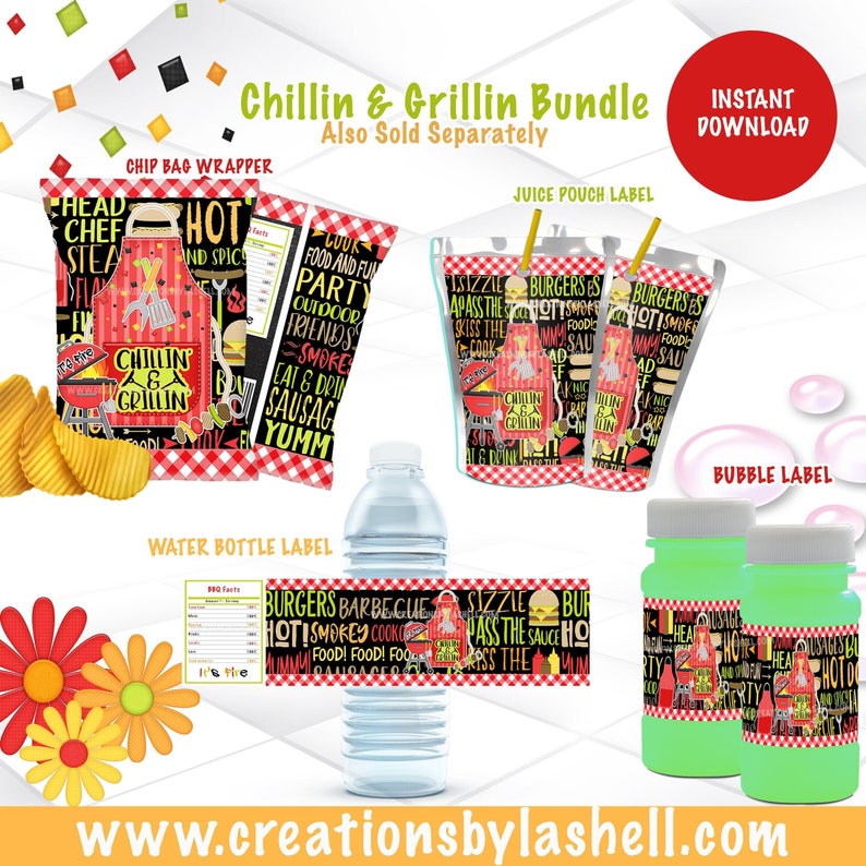 Chillin & Grillin Favors Instant Download Bundle BBQ Treats Bundle ...