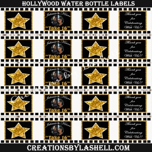 Hollywood Water Bottle Labels Printable Hollywood Labels | Etsy