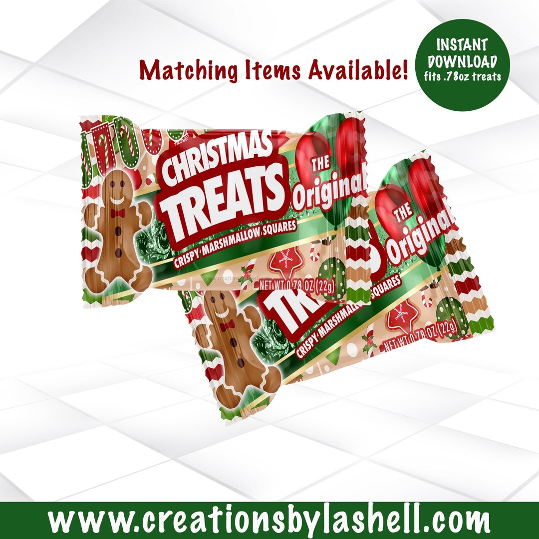 Christmas Krispie Treat Wrappers Instant Download Gingerbread Party ...