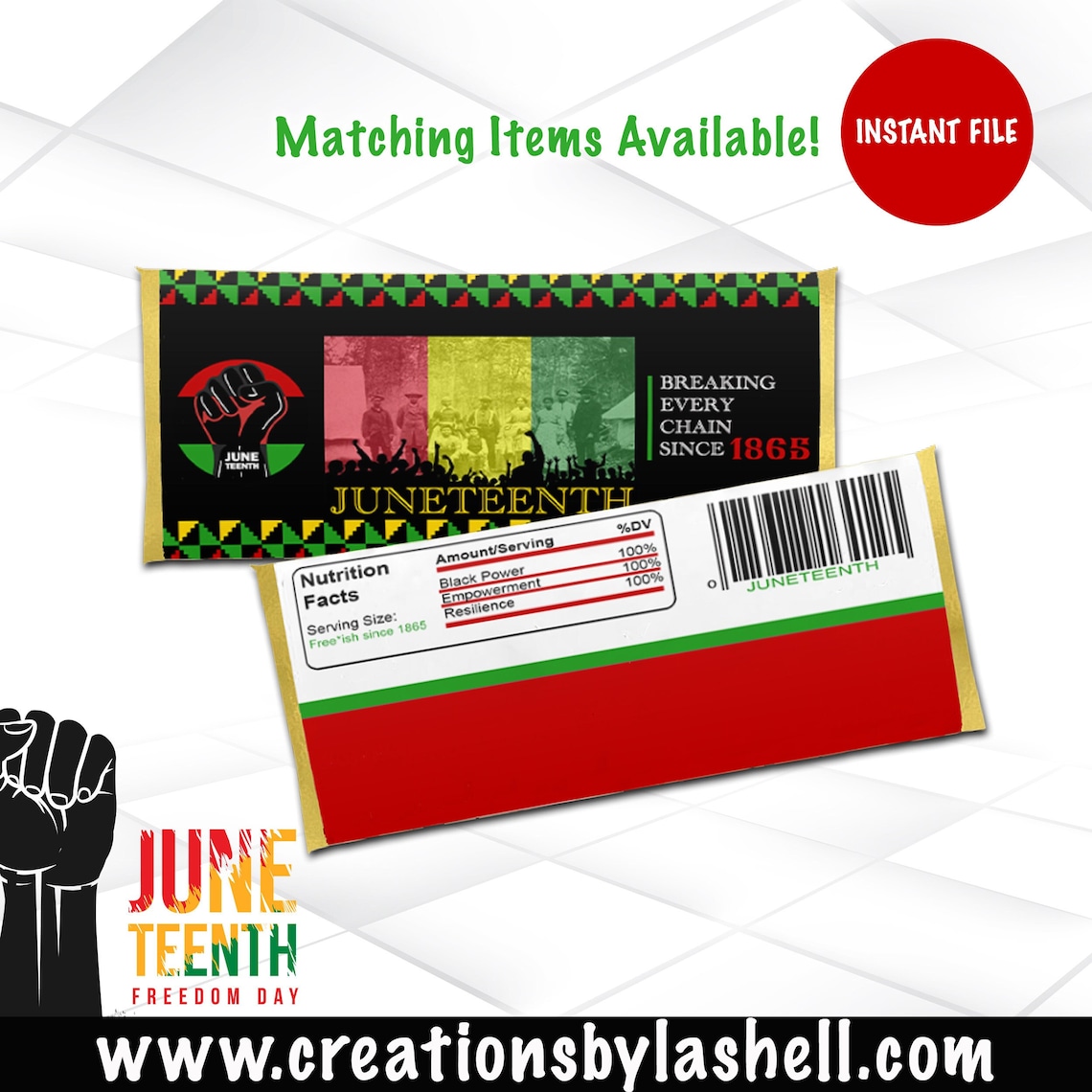 Juneteenth Candy Bar Wrappers Instant Download | Juneteenth Chocolate ...