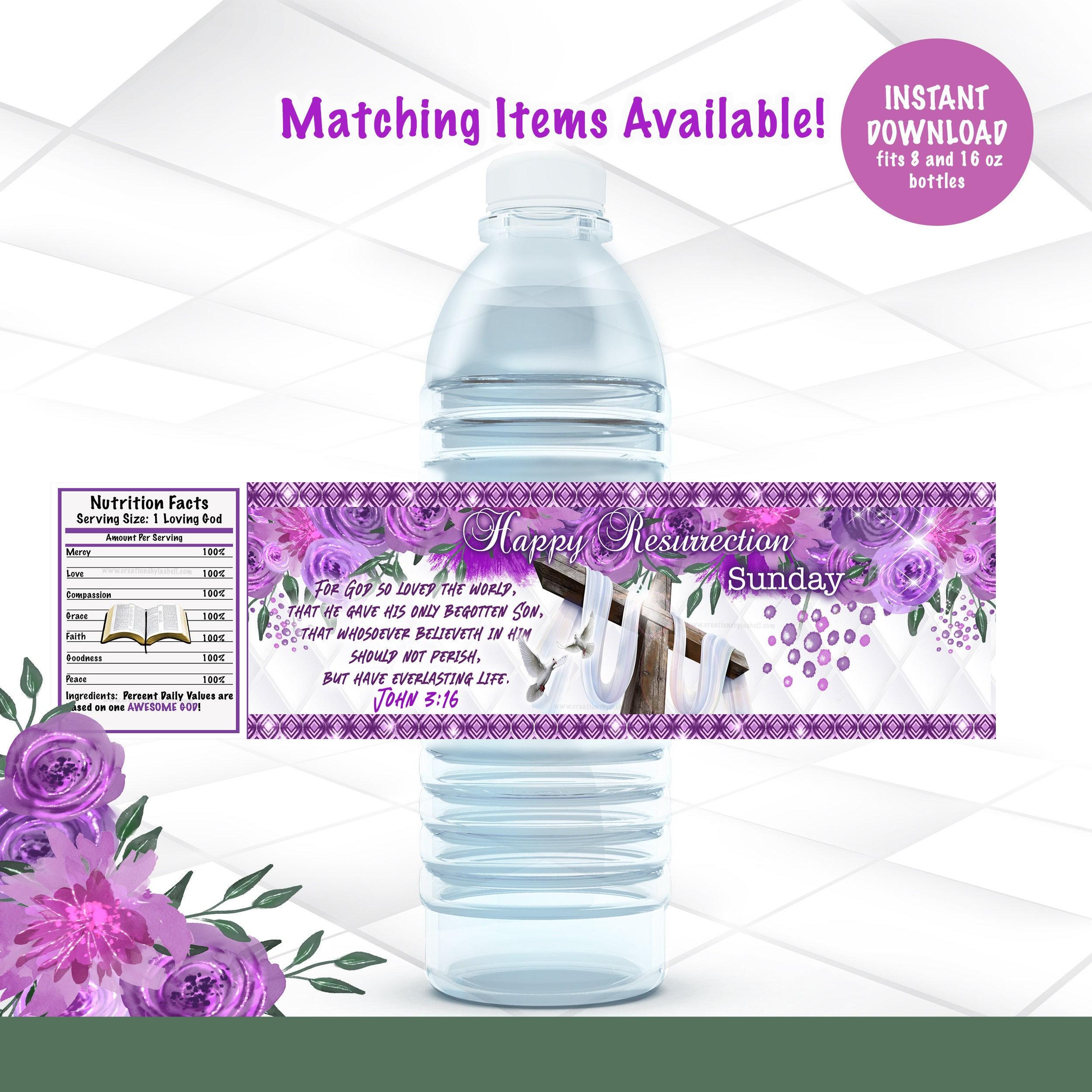 Easter Water Bottle Labels Instant Download Resurrection Water Bottle ...