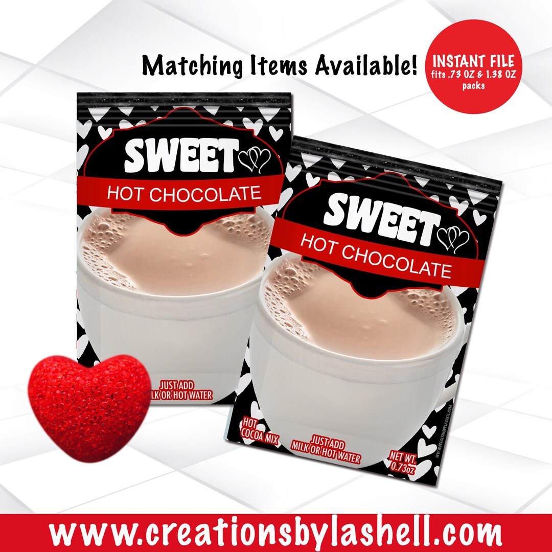 Valentine's Day Hot Cocoa Wrapper Instant Download | Valentine's Day ...