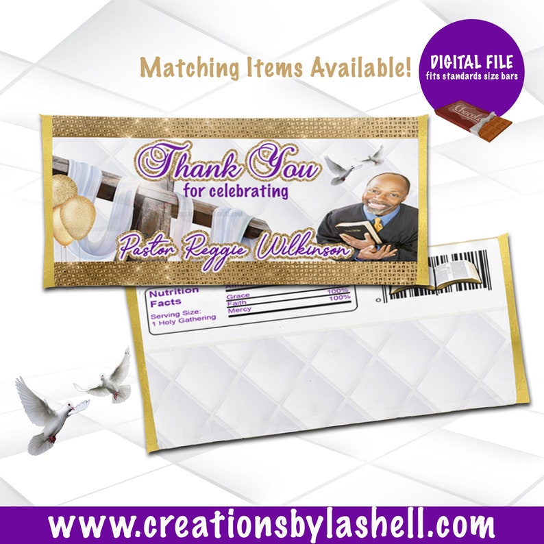 Pastoral Anniversary Candy Bar Wrapper Digital File Church Celebration ...