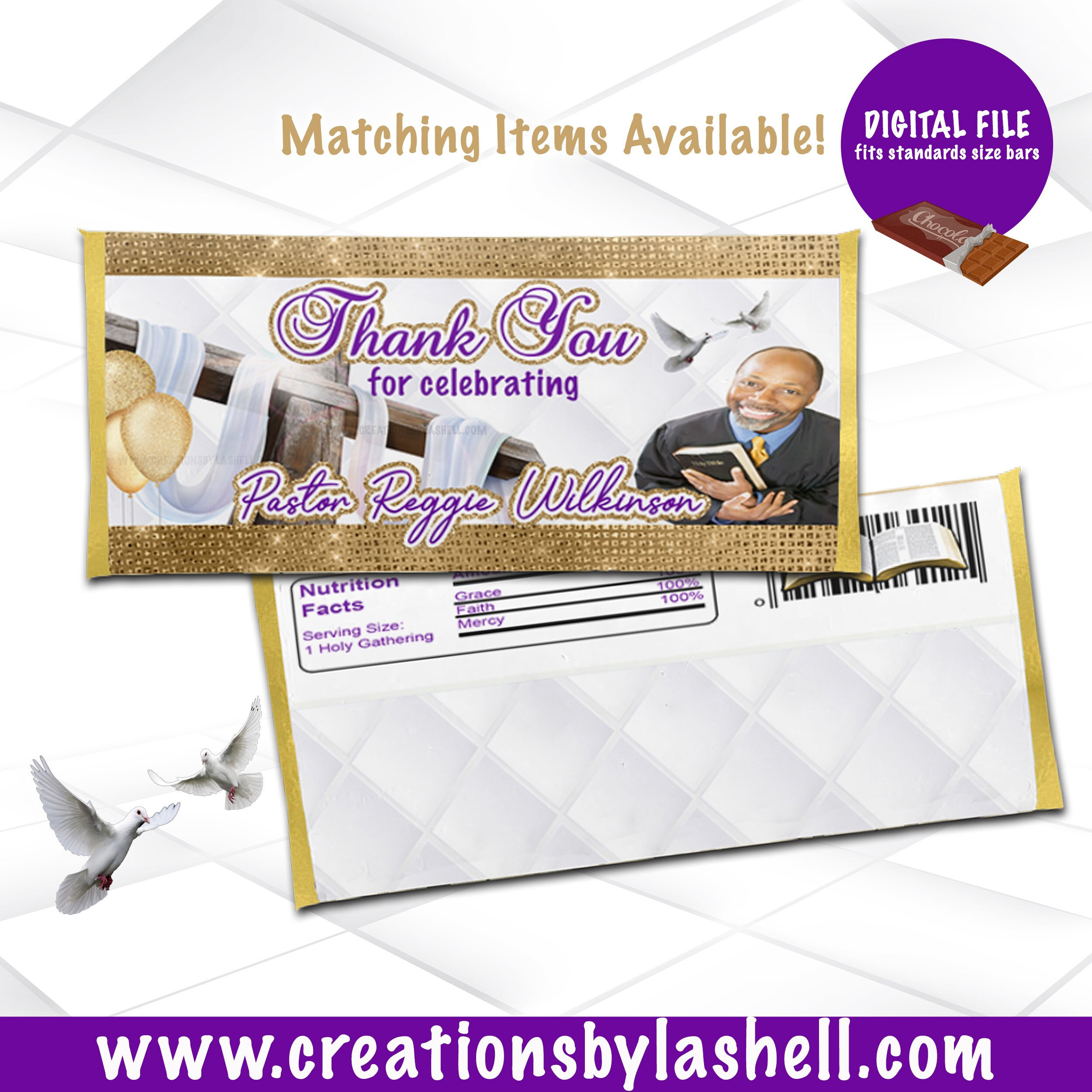Pastoral Anniversary Candy Bar Wrapper Digital File Church Celebration ...