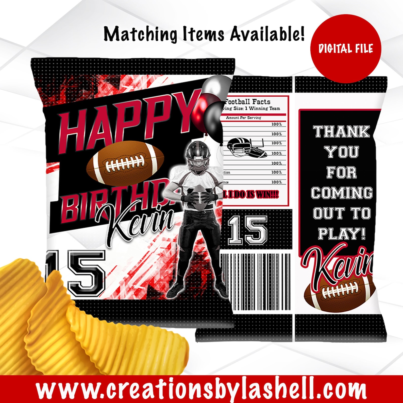 Football Chip Bag Printable | Football Theme Chip Bag Template ...