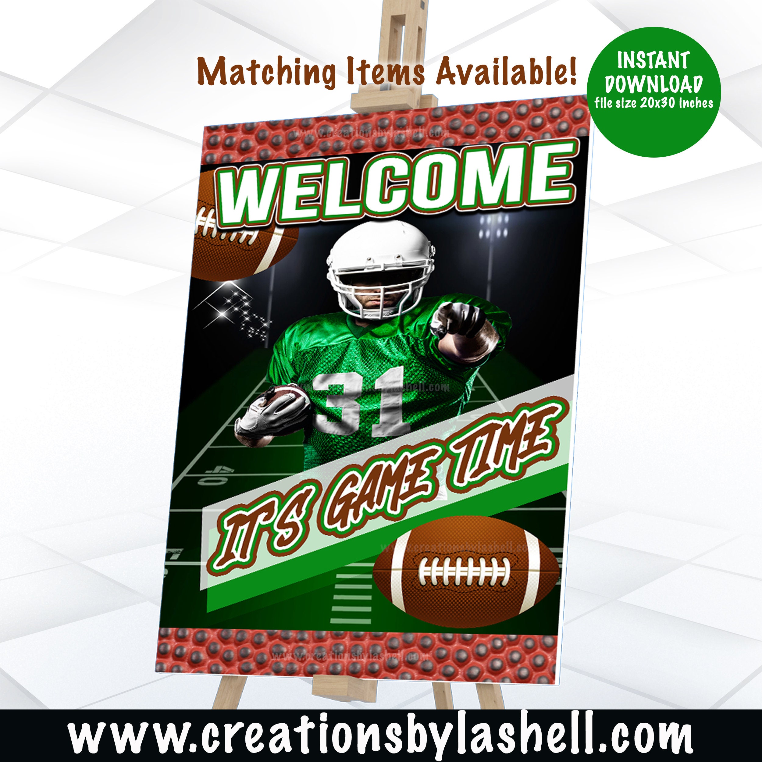 Football Welcome Sign Printable 20 X 30 Inch Instant Download It's Game ...