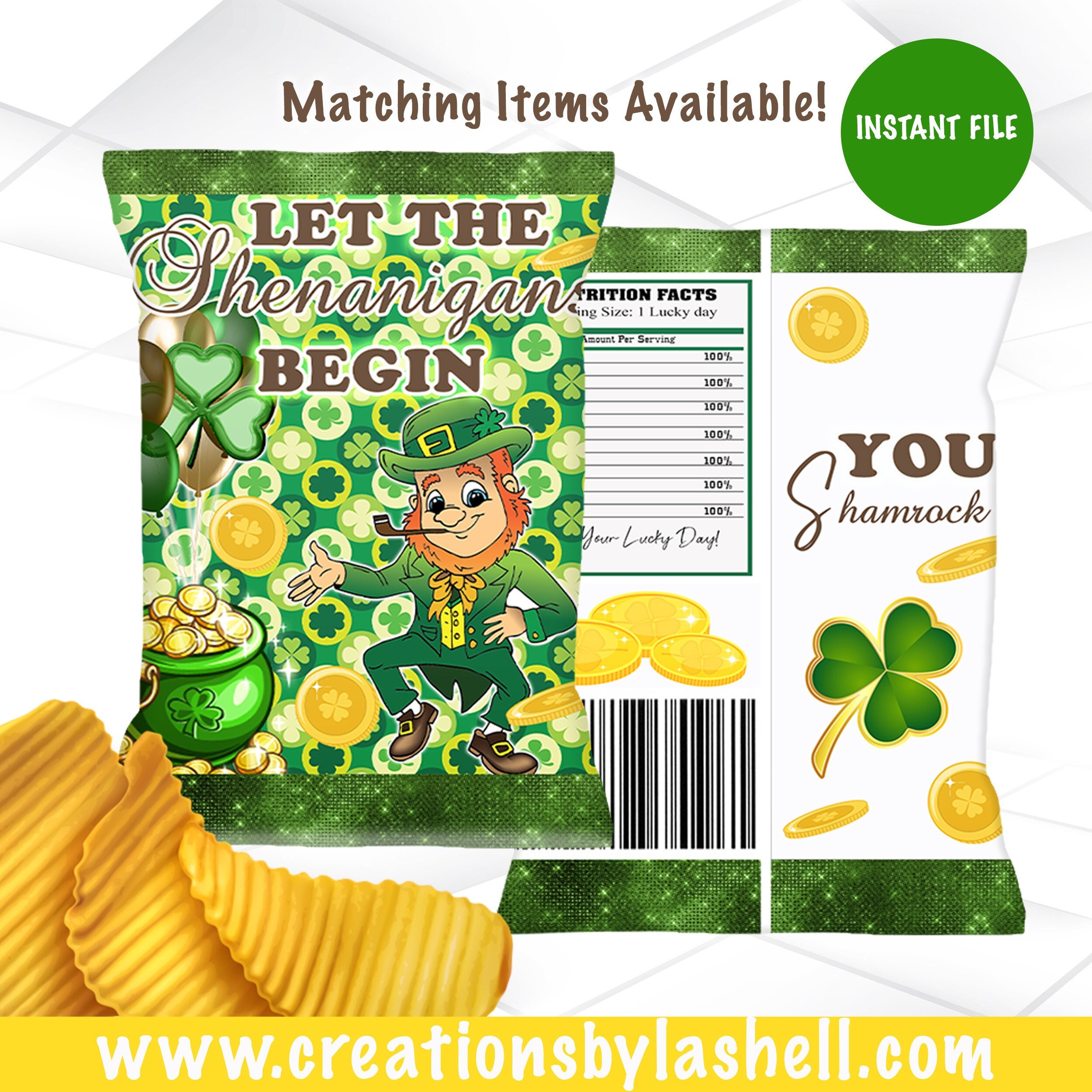 Saint Patricks Day Chip Bags Instant Download St. Patty's Day Chip Bags ...
