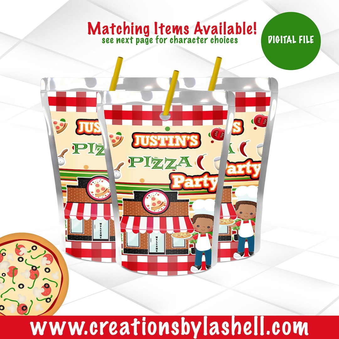 Pizza Party Juice Labels Printable | Pizza Party Juice Pouch Labels ...