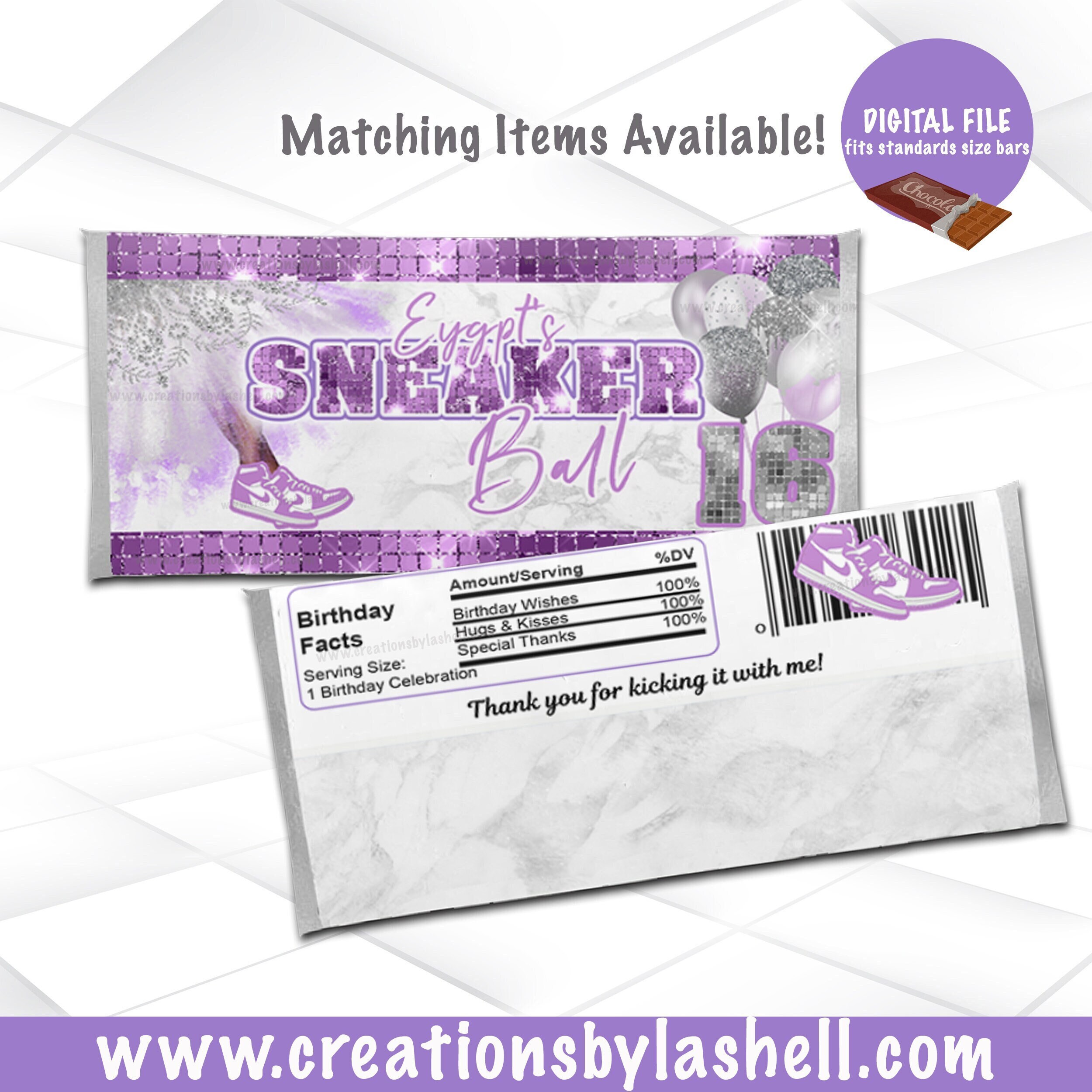 Sneaker Ball Candy Bar Wrapper Digital File Sneakers Party Chocolate ...
