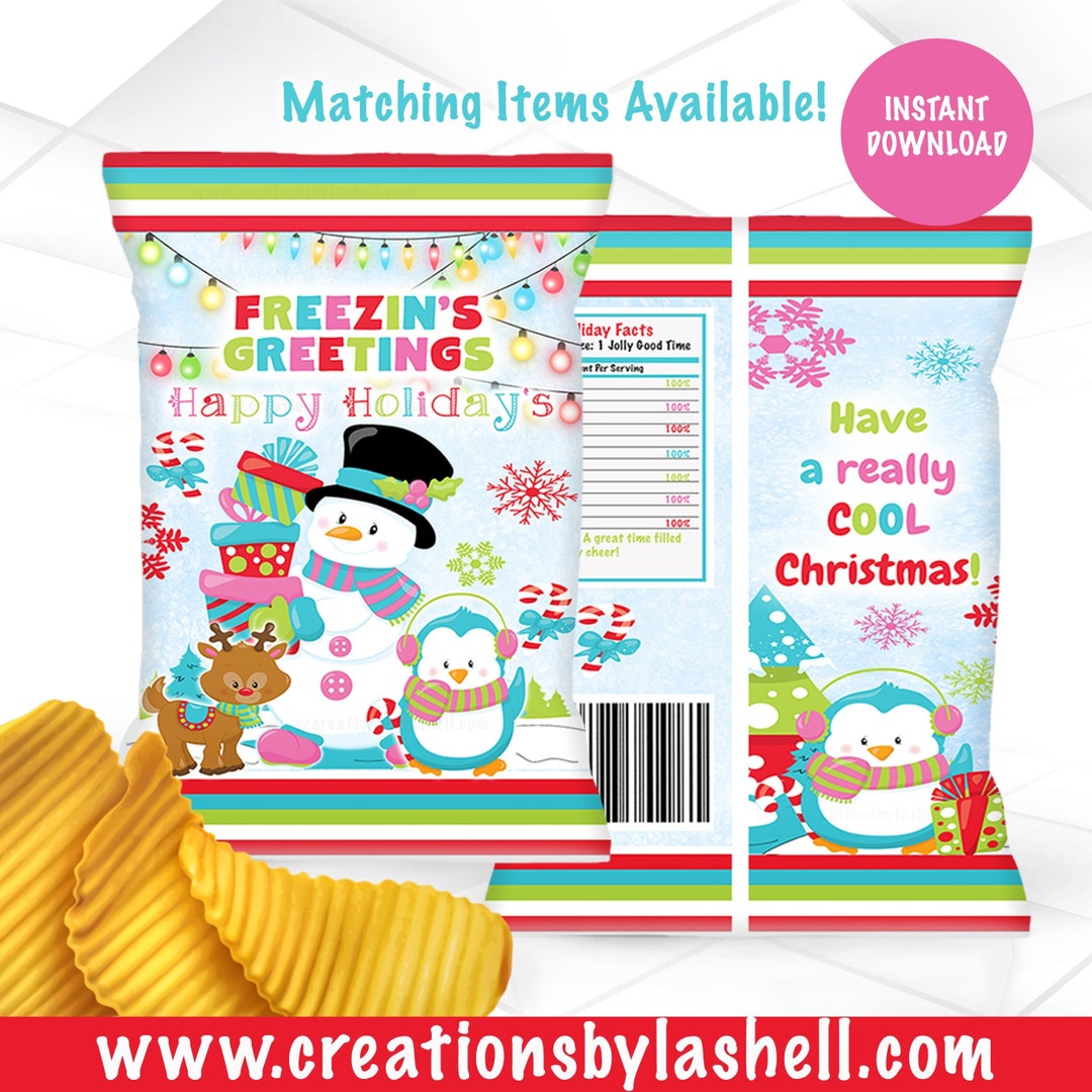 Christmas Chip Bag Instant Download | Kid's Christmas Chip Bag Template ...