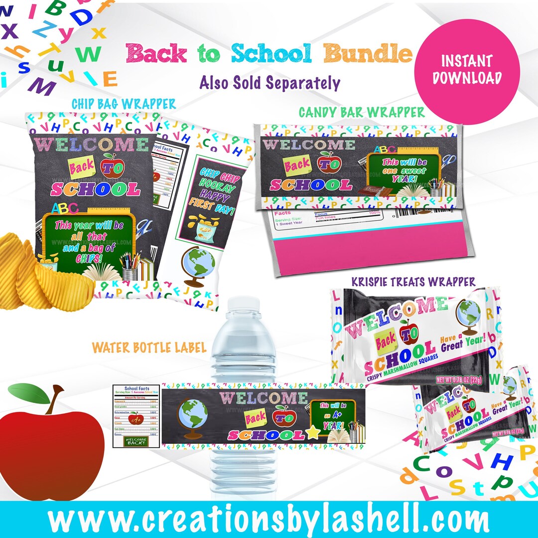 Back to School Labels Bundle Instant Download Back to School Favors ...