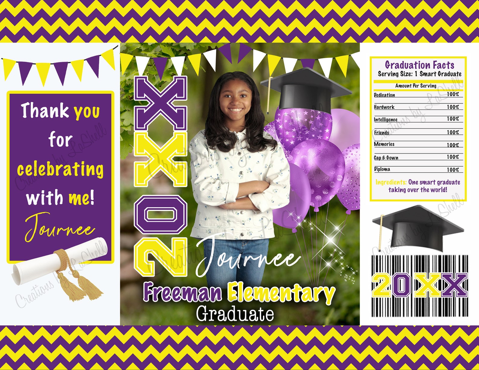 Graduation Chip Bags Digital File Purple and Yellow Graduation Chip Bag ...