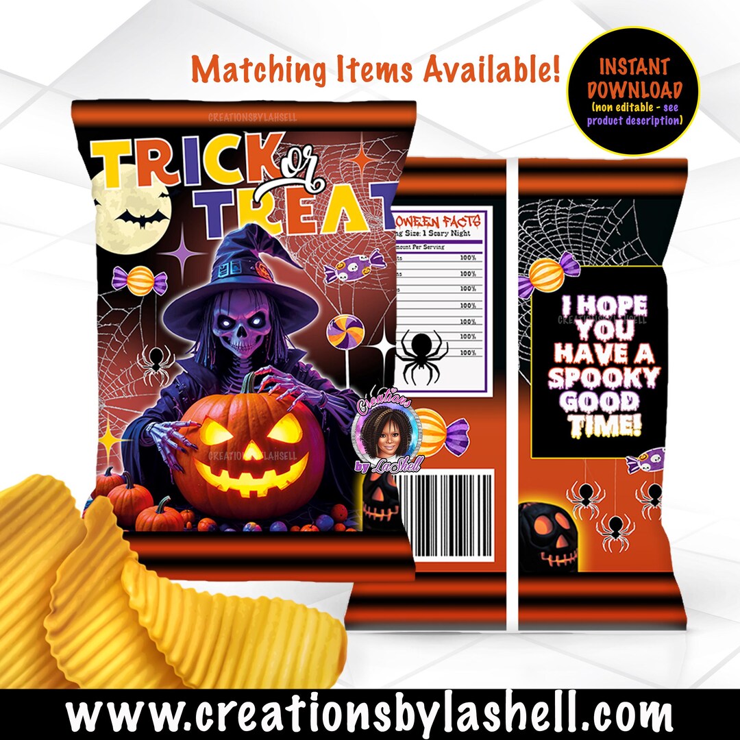 Halloween Chip Bags Instant Download | Halloween Chip Bag Party Favor ...