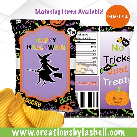 Halloween Chip Bags Instant Download Halloween Favors - Etsy