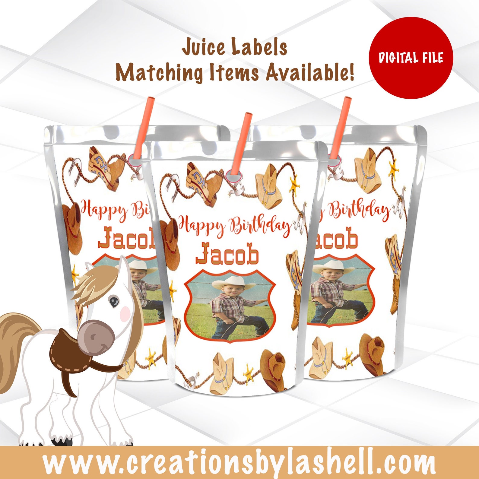 Western Juice Labels Printable | Western Drink Labels Digital File ...
