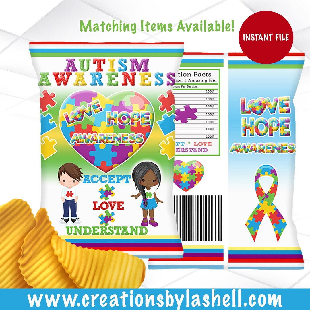 Autism Chip Bag Instant Download | Autism Favors Printable | Autism ...