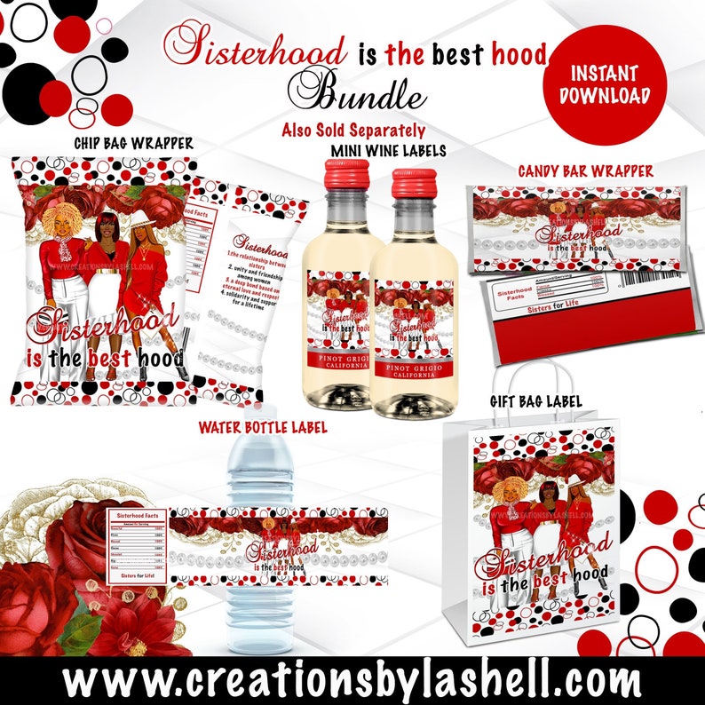 Sisterhood Party Labels Bundle Instant Download Sorority Party - Etsy