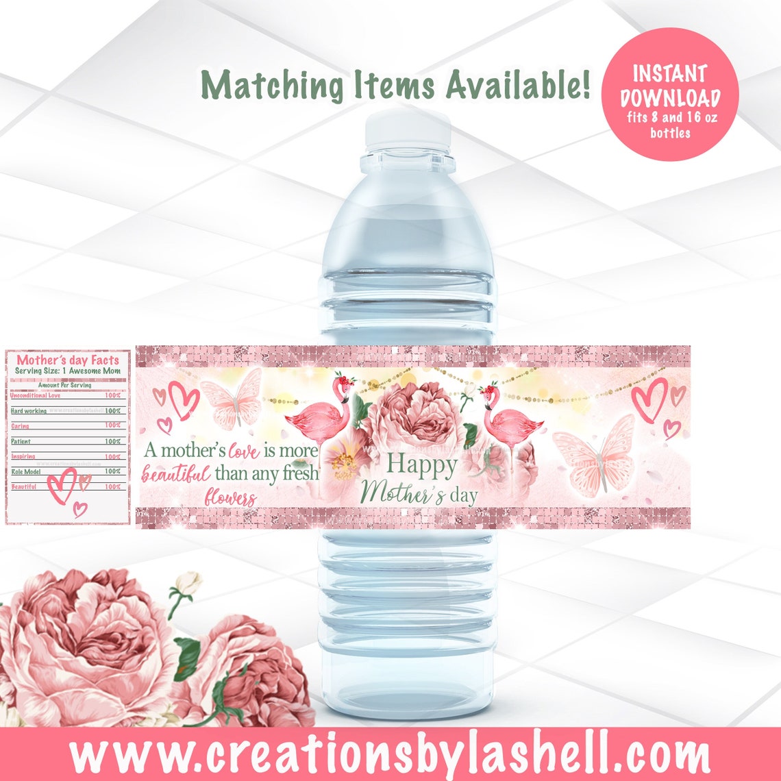 Mother's Day Water Bottle Labels Instant Download | Mother's Day Favors ...