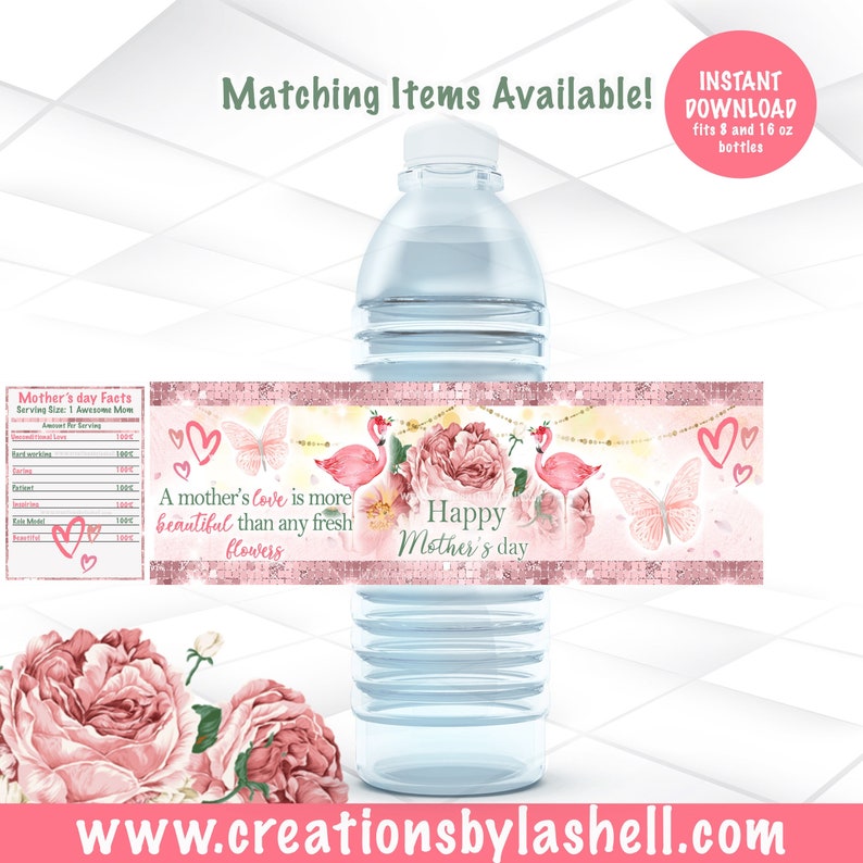 Mother's Day Water Bottle Labels Instant Download | Mother's Day Favors ...