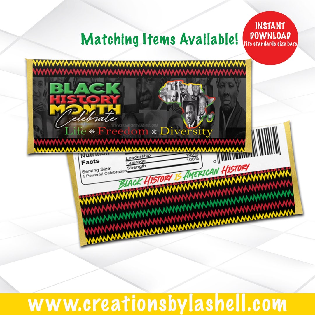 Black History Candy Bar Wrappers Instant Download | Black History Month ...