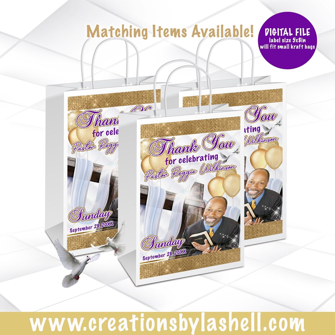Pastoral Anniversary Gift Bag Digital File Church Gift Bag Labels ...