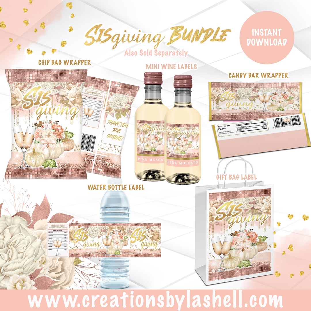 Sisgiving Party Labels Bundle Instant Download Sis Giving Party Favors ...