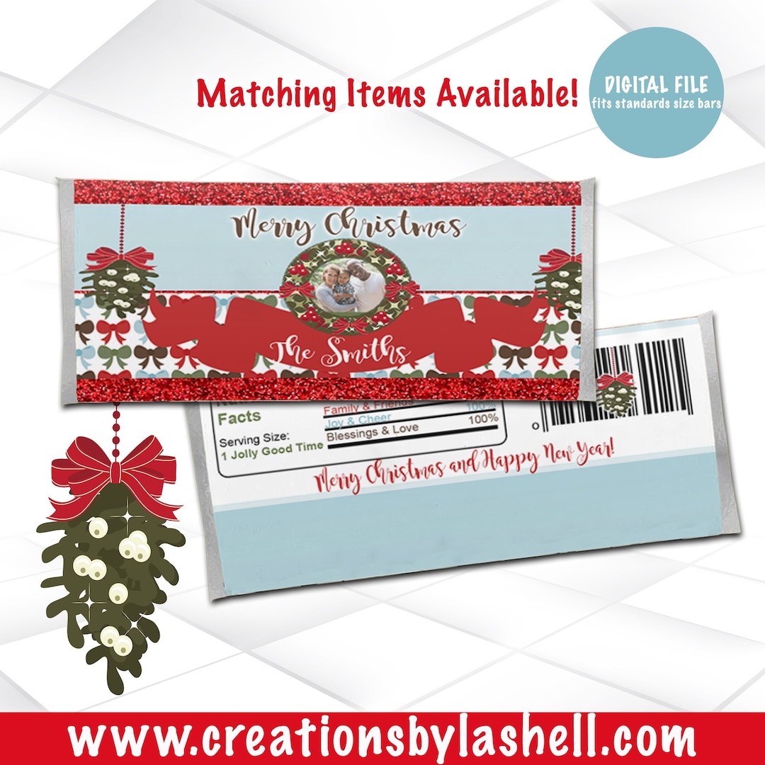 Christmas Candy Bar Wrappers Digital File | Christmas Chocolate Bar ...