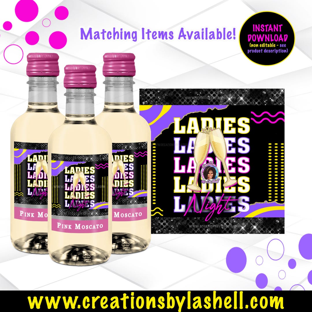 Ladies Night Mini Wine Bottle Labels Instant Download | Ladies Night ...