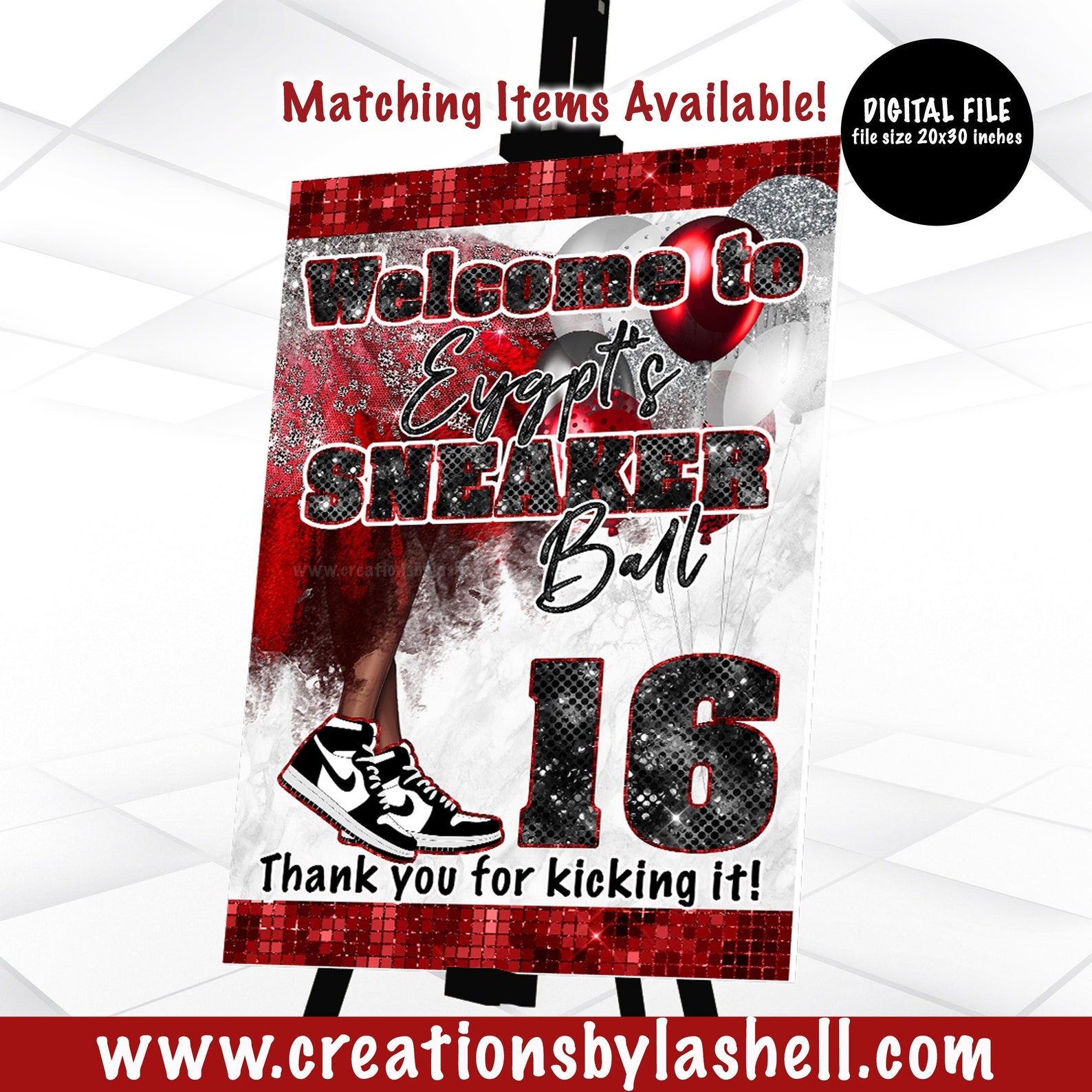 Sneaker Ball Welcome Sign Printable Sneaker Party Birthday Sign Digital ...