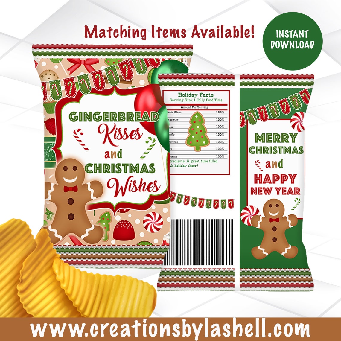 Christmas Chip Bag Instant Download | Kid's Christmas Chip Bag Template ...
