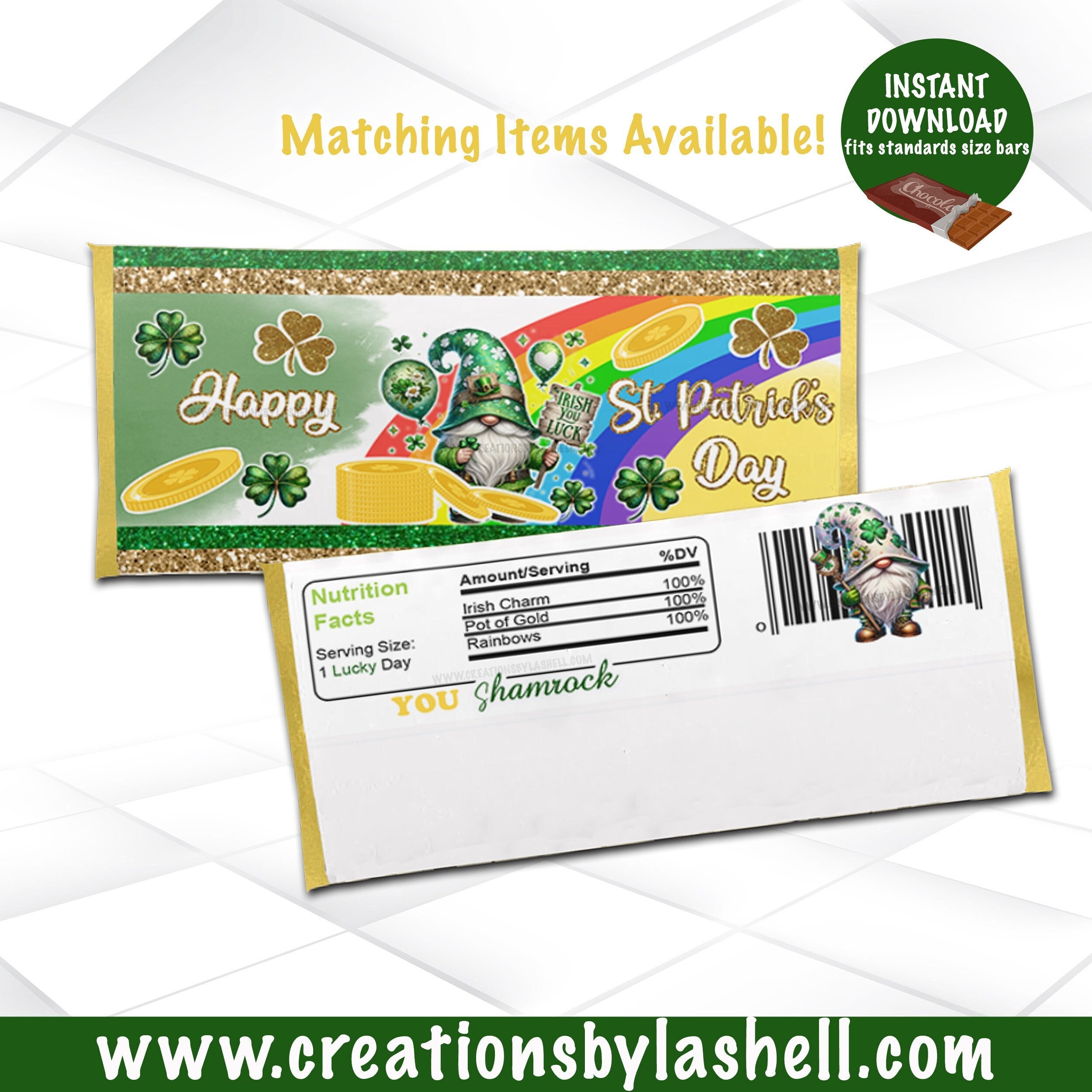 St Patricks Day Candy Bar Wrapper Instant Download | St Patty's Day ...