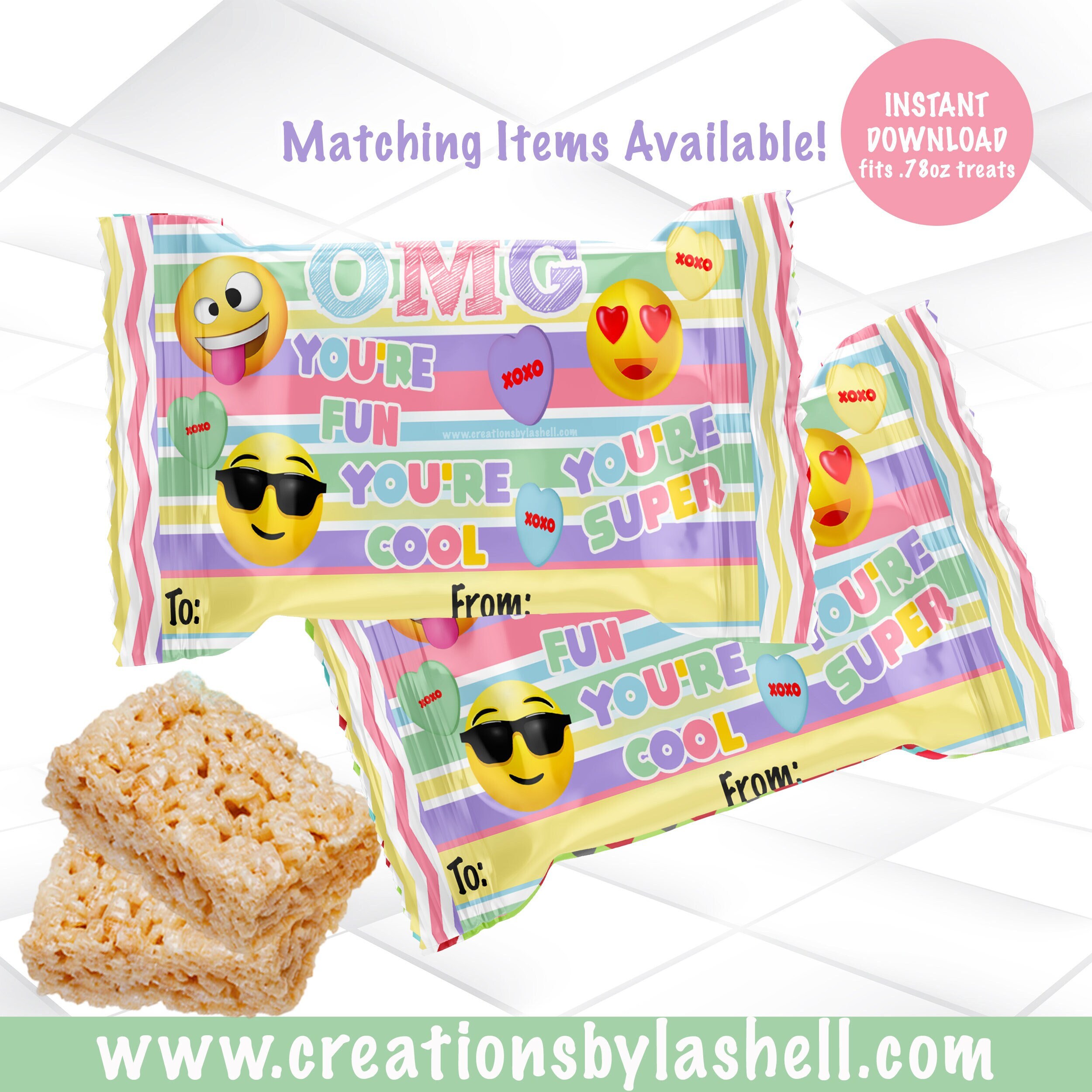 Valentine Krispie Treat Wrappers Instant Download Kids Valentine Rice ...