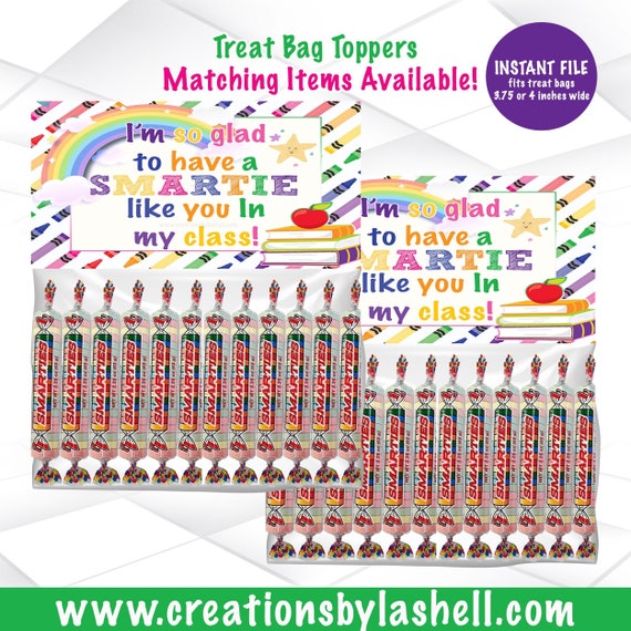 Back to School Treat Bag Toppers Instant File Smarties Treat - Etsy