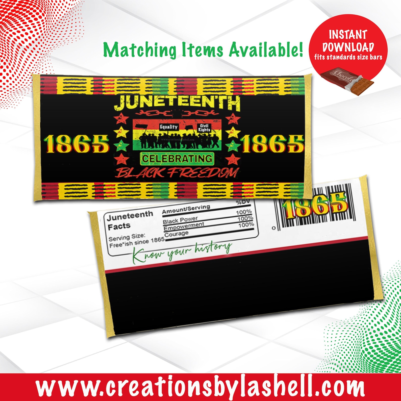 Juneteenth Candy Bar Wrappers Instant Download | Juneteenth Chocolate ...