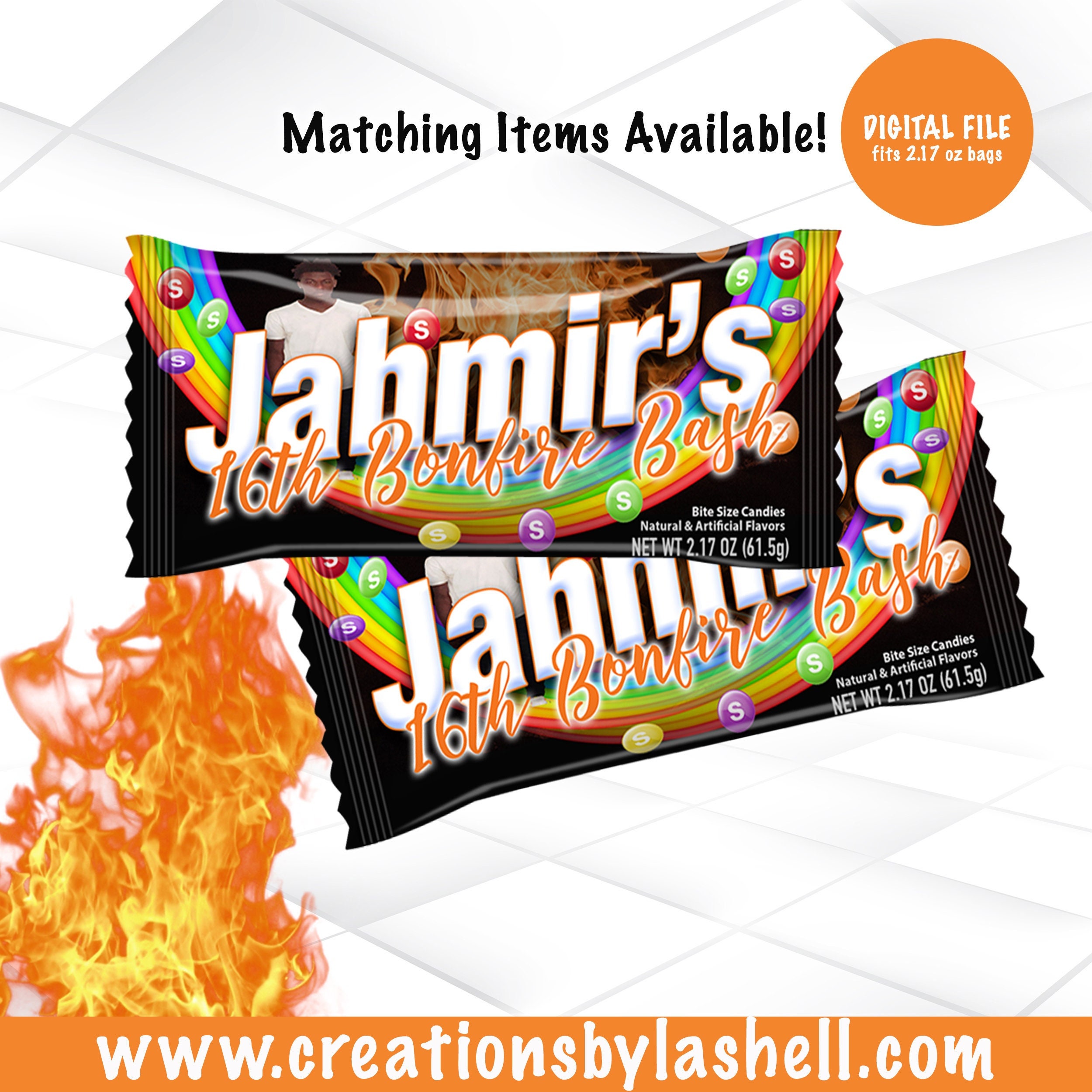 Bonfire Rainbow Candy Wrappers Digital File | Bonfire Candy Wrapper ...