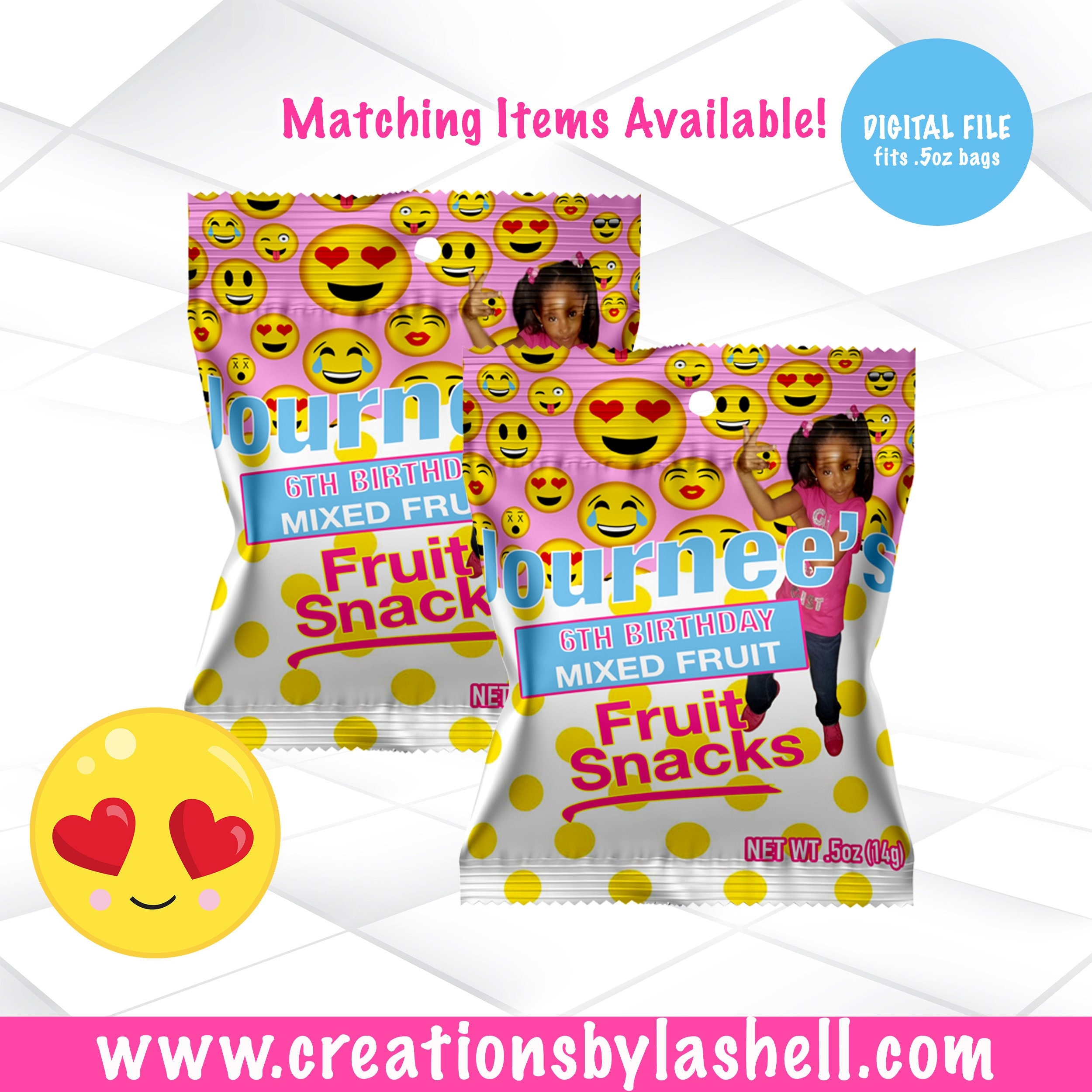 Emoji Fruit Snacks Digital File Emoji Party Favor Printable Emoji ...